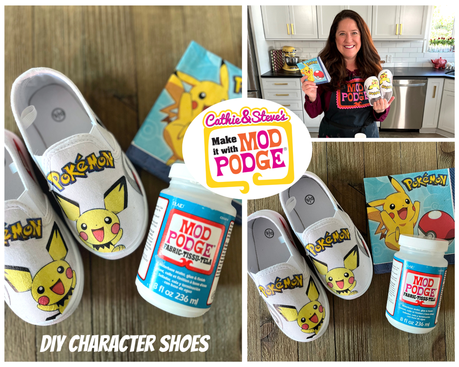 DIY Character Shoes with Napkins and Fabric Mod Podge - CATHIE FILIAN's ...