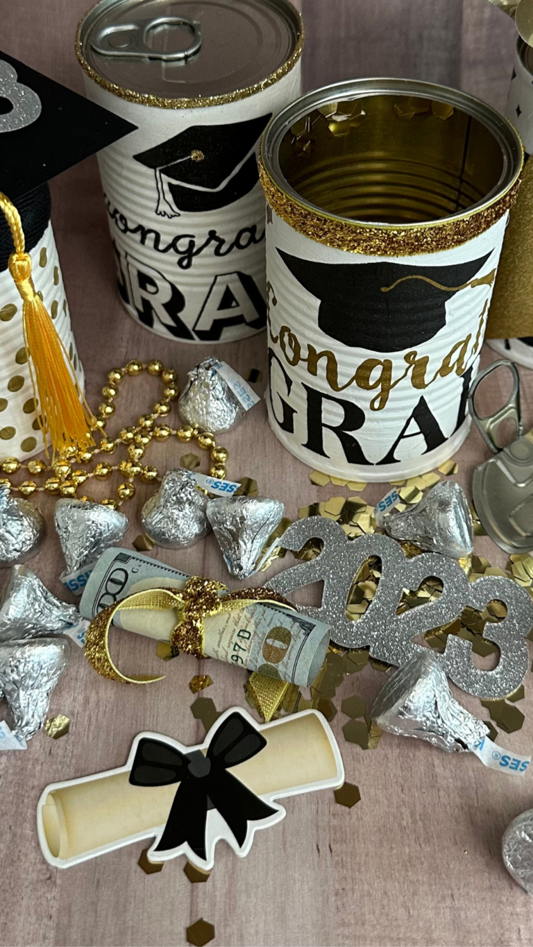 DIY Surprise Can Gifts for Graduation with Recycled Tin Cans and Napkin ...
