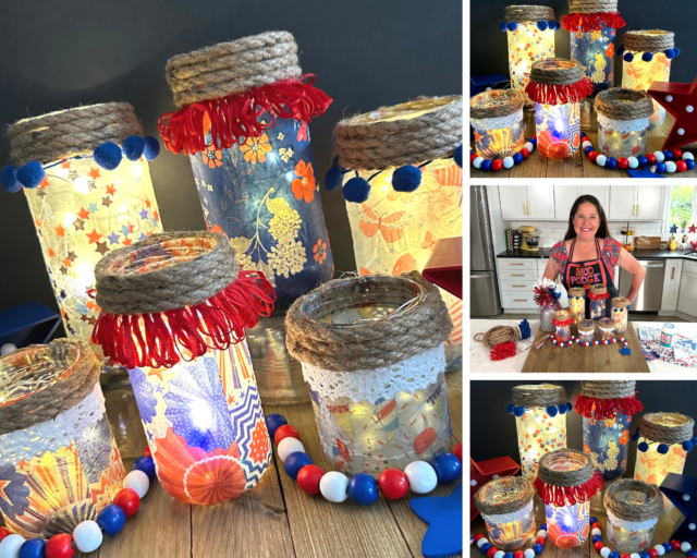 4th of July Napkin Decoupaged Fairy Lanterns Recycled and Upcycled ...