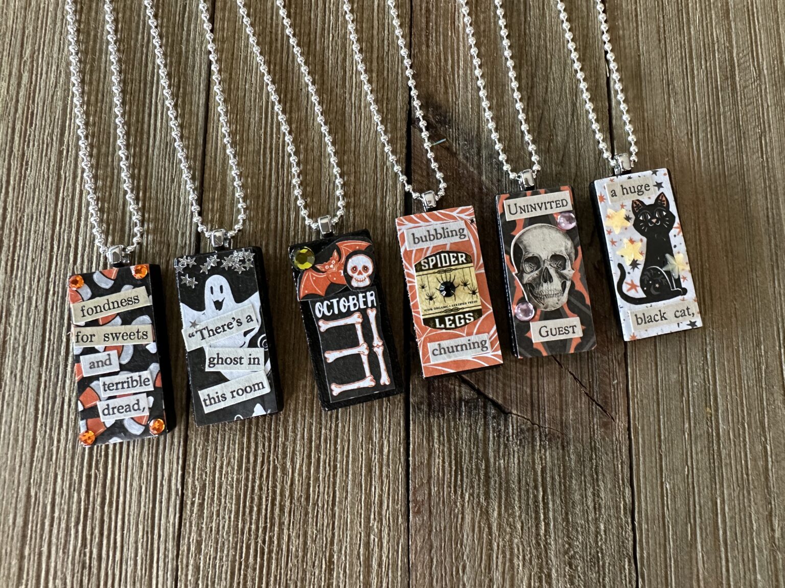 Dollar Tree Halloween Pendant Necklaces With Domino Game Pieces