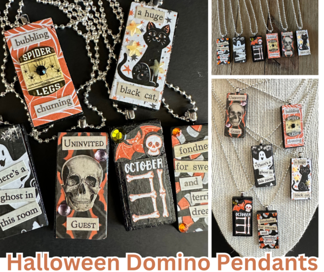 Dollar Tree Halloween Pendant Necklaces With Domino Game Pieces