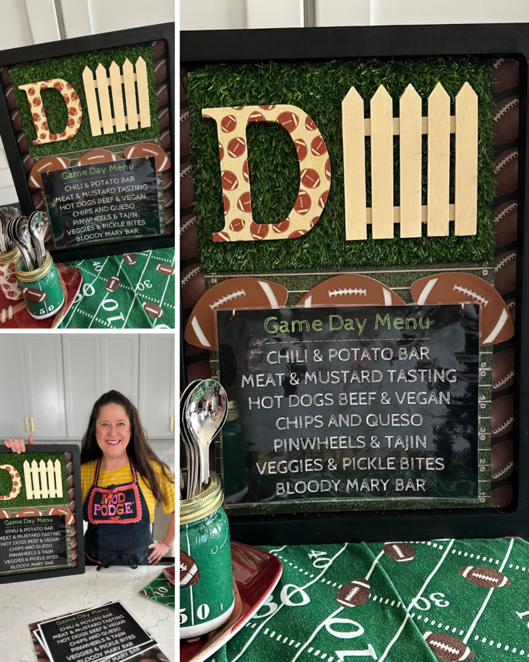 DIY Super Bowl Party Game Day Menu Board with Mod Podge - CATHIE FILIAN ...